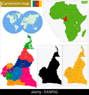 Kamerun, Karte, Atlas, Weltkarte, politisch, Flagge, Land, Welt ...