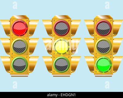 Ampel mit drei verschiedene Signale - rot, gelb, grün - realistische ...