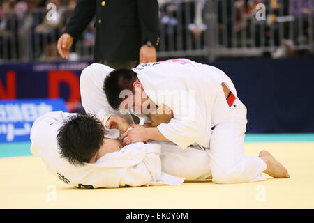 Fukuoka, Japan. 4. April 2015. (L-R) Matthew Baker, Yuya Yoshida Judo ...