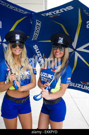 Austin, Texas, USA. 11. April 2015. MotoGP-Paddock-Girls in Aktion beim ...