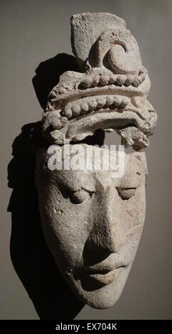 Maya-Stuck Porträt Kopf von einem weiblichen Würdenträger, mit ...