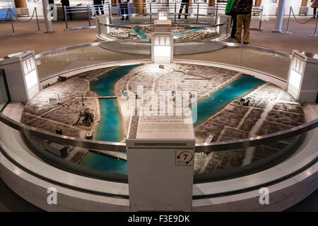 Hiroshima Atombombe Museum vor der Renovierung 2018. Modelle, die das ...