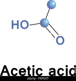 Essigsäure (HOAc) Molekül, chemische Struktur. Atome werden als Kugeln ...