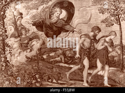 Adam und Eva aus dem Paradies vertrieben, ein Gemälde von Chagall in der Chagall Museum in Nizza ...