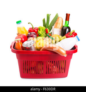 Korb voller einkaufen Gemüse, Früchte, Getränke und Nahrungsmittel ...
