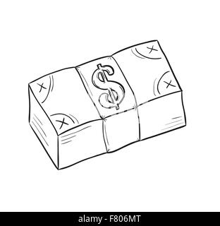 Skizze zu zeichnen Rechnung Geld Dollar Bargeld Symbol Stock ...