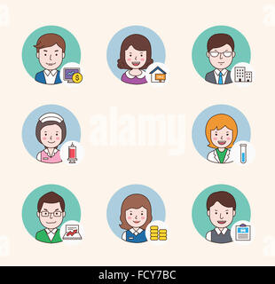 Verschiedene Symbole, die für verschiedene Arten von Beruf ...