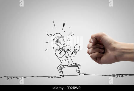 Hand, Faust Stanzen oder schlagen. Comic-Pop-Art, Symbol. Vektor ...