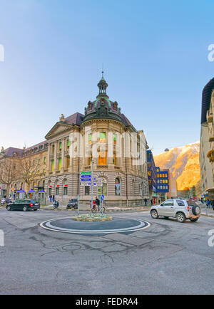 Stadtbild der mittelalterlichen Stadt Chur, die auch die älteste Stadt ...