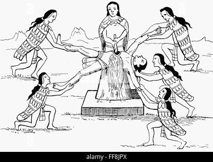 MEXIKO: AZTEKEN OPFER. /nHuman Opfer, nach einer aztekischen Codex ...