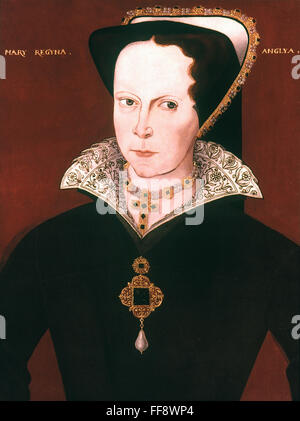 KÖNIGIN MARIA I. VON ENGLAND. /nQueen von England, 1553-58. Öl auf Holz ...
