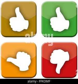 Daumen Icon Set. Wie, Abneigung und Symbol neutral. Daumen hoch in Grün ...
