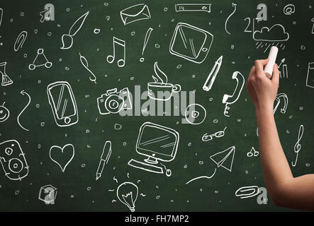 Hand-Schrift-Symbole auf Tafel Stockfotografie - Alamy