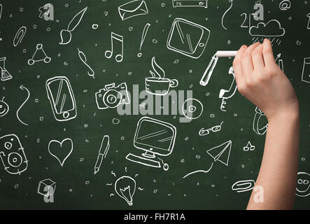 Hand-Schrift-Symbole auf Tafel Stockfotografie - Alamy