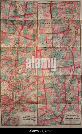 Asher & Adams' neue Karte des Hudson River: Abgrenzung des Landes von ...