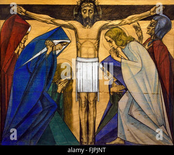 Jesus stirbt am Kreuz. Gemälde von Benediktinermönch Pantaleon (Jaroslav Major) von der Beuroner ...