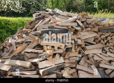 Holz stapeln im Garten, Brennholz, Versorgung für einen Kamin ...