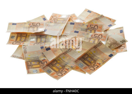 Bündel Geld - 50 Euro Banknoten und serbischen Dinar Banknoten und ...