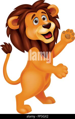 Karikatur lustige Löwe Hand winken Stock-Vektorgrafik - Alamy