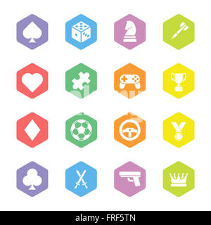 [JPEG] bunte flach Spielsymbol set mit Sechseck-Frame für UI ...