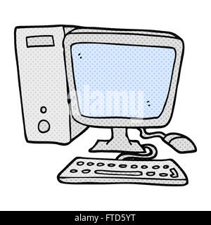 Freihändig gezeichnete Cartoon-desktop-computer Stock-Vektorgrafik - Alamy