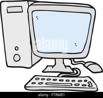 Freihändig gezeichnete Cartoon-desktop-computer Stock-Vektorgrafik - Alamy
