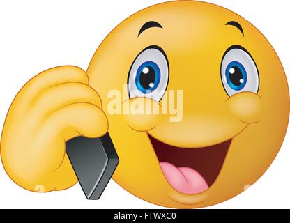 Smiley Gespräch am Telefon. Vector Illustration eines Smiley wird ...