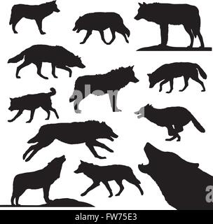 Heulende Wolf Symbol Vektor Umriss Illustration Stock-Vektorgrafik - Alamy