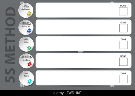 5S Infografik Lean Manufacturing Vector Drawing Stock-Vektorgrafik - Alamy