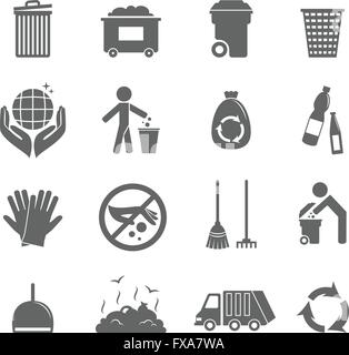 Schwarz Müll und Abfall Symbole - Vektor Icon Set Vektor Abbildung ...