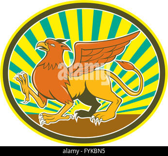 Abbildung von einem Greif, Griffon oder Greif marschieren tänzelnden ...