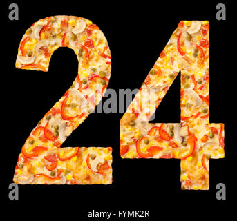 Rote Zahl 24 (Nummer 24) mit goldenen Symbole endloser Knoten. 3D ...