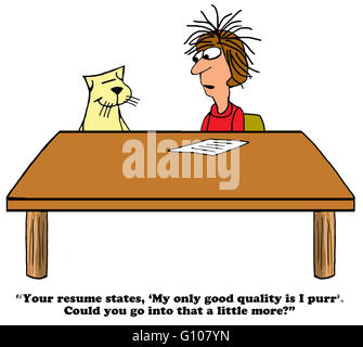 Geschäftliche Cartoon über Jobsuche. Der Bewerber hat einige ...