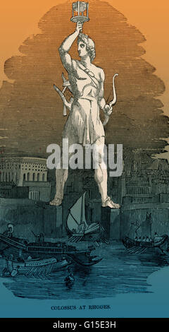 Koloss von Rhodos, eines der sieben Weltwunder der Antike. Siehe ...