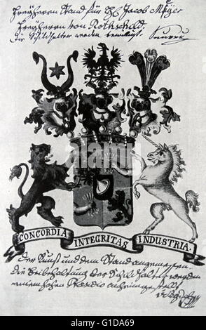 Familienwappen der Bankiersfamilie Rothschild. Die Rothschilds waren ...