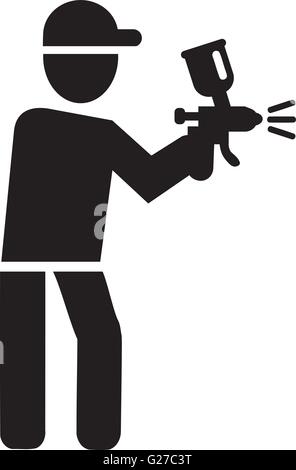 Maler mit Lack Kompressor silhouette Vector Illustration Design Vektor ...