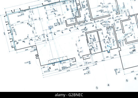 Teil der Bauplan Grundriss. technische Zeichnung Hintergrund Stockfoto ...