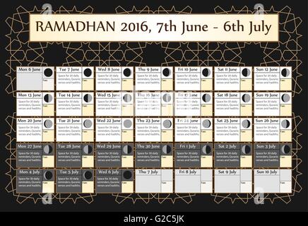 Ramadan Kalender 2016. Beinhaltet: Kalender, Mondphasen-Zyklus-Fasten ...