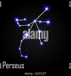 Sternbild Perseus. Sternenhimmel. Cluster von Sternen und Galaxien ...