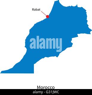 Marokko Landkarte mit Hauptstadt Rabat, Landesgrenzen, wichtige Städte ...