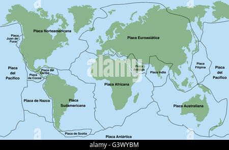Plattentektonik - Planet Erde mit großen eine kleinere Platten ...