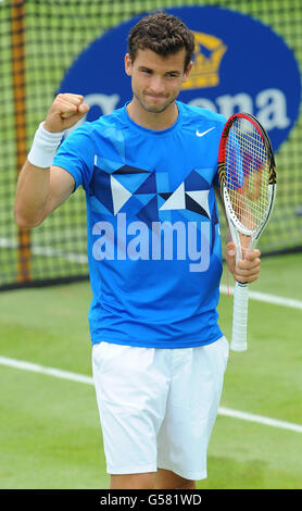 Grigor Dimitrov feiert den Sieg über Gael Monfils am fünften Tag der ...