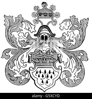 Heraldik, Wappen, Deutschland, Stadtwappen, Rendsburg, Holzstich, 1875 ...