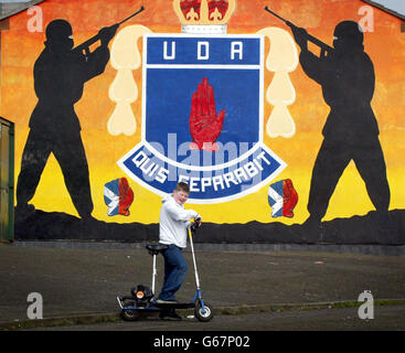 Ulster Freedom Fighters UFF und Ulster junge militante UYM Wandbild in ...