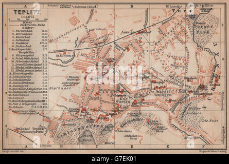 TEPLICE / Teplitz-Schönau Stadt plan Mesta. Tschechische Republik Mapa ...