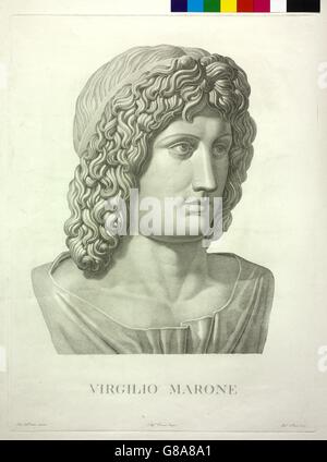 Porträt von Publius Vergilius Maro (70-19 v. Chr.) eine antike römische ...