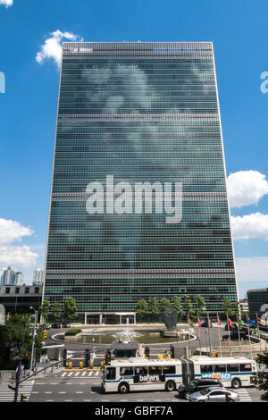 Das Sekretariat Gebäude, United Nations Hauptquartier, den Vereinten Nationen, New York City ...