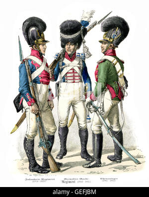 Militärische Uniformen der bayerischen Soldaten Anfang des 19 ...