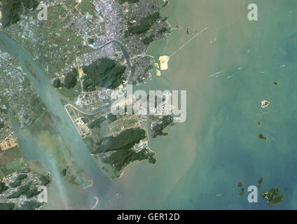 Satellitenansicht von Macau. Dieses Bild wurde aus Daten, die per ...