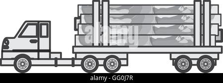 Auflieger Lkw Silhouette auf weißem Hintergrund. Fahrzeugsymbole ...